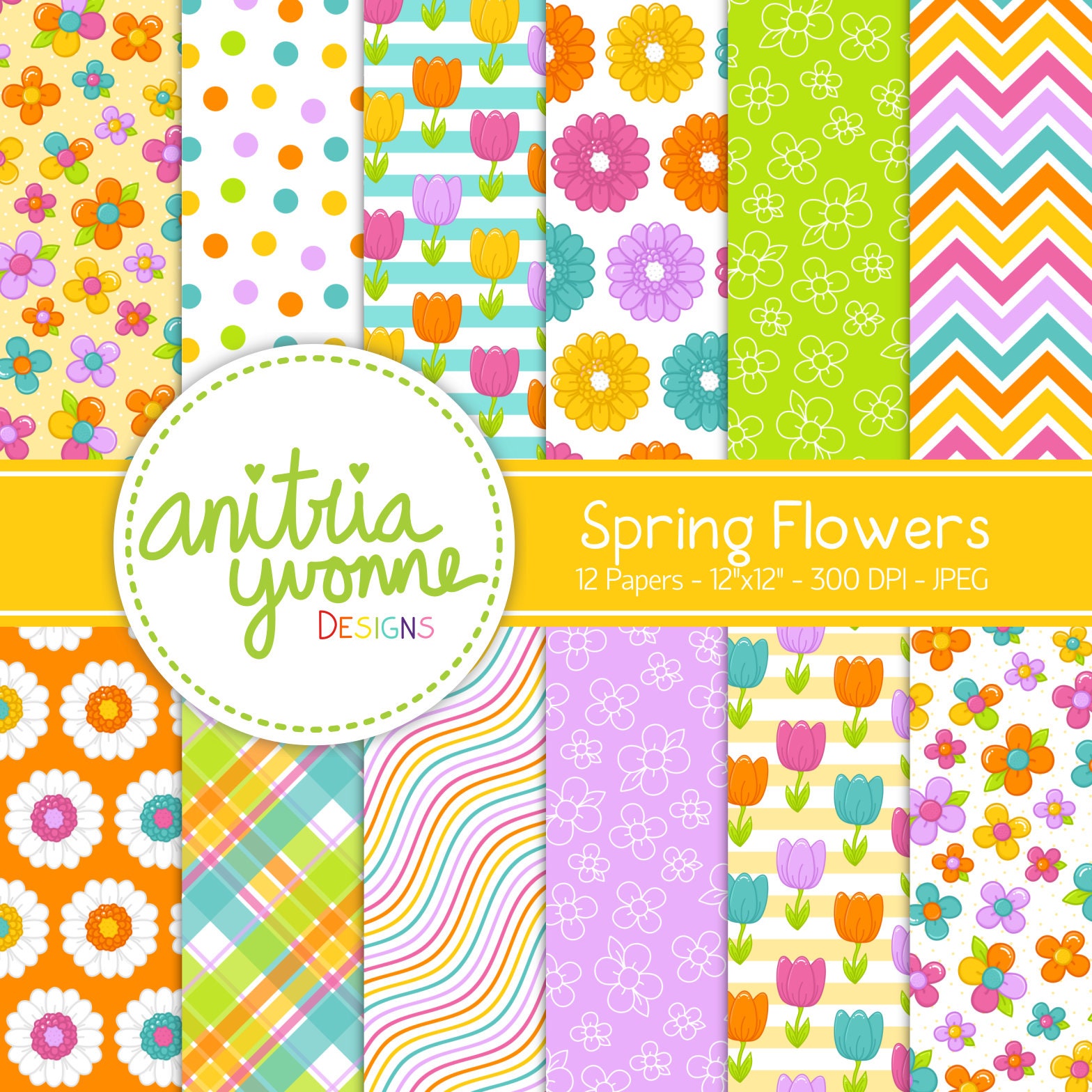 Flower Digital Paper, Floral Designs, Flower Design, Spring Flower ...