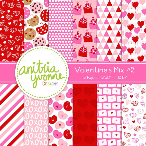 Valentine Digital Paper - Etsy