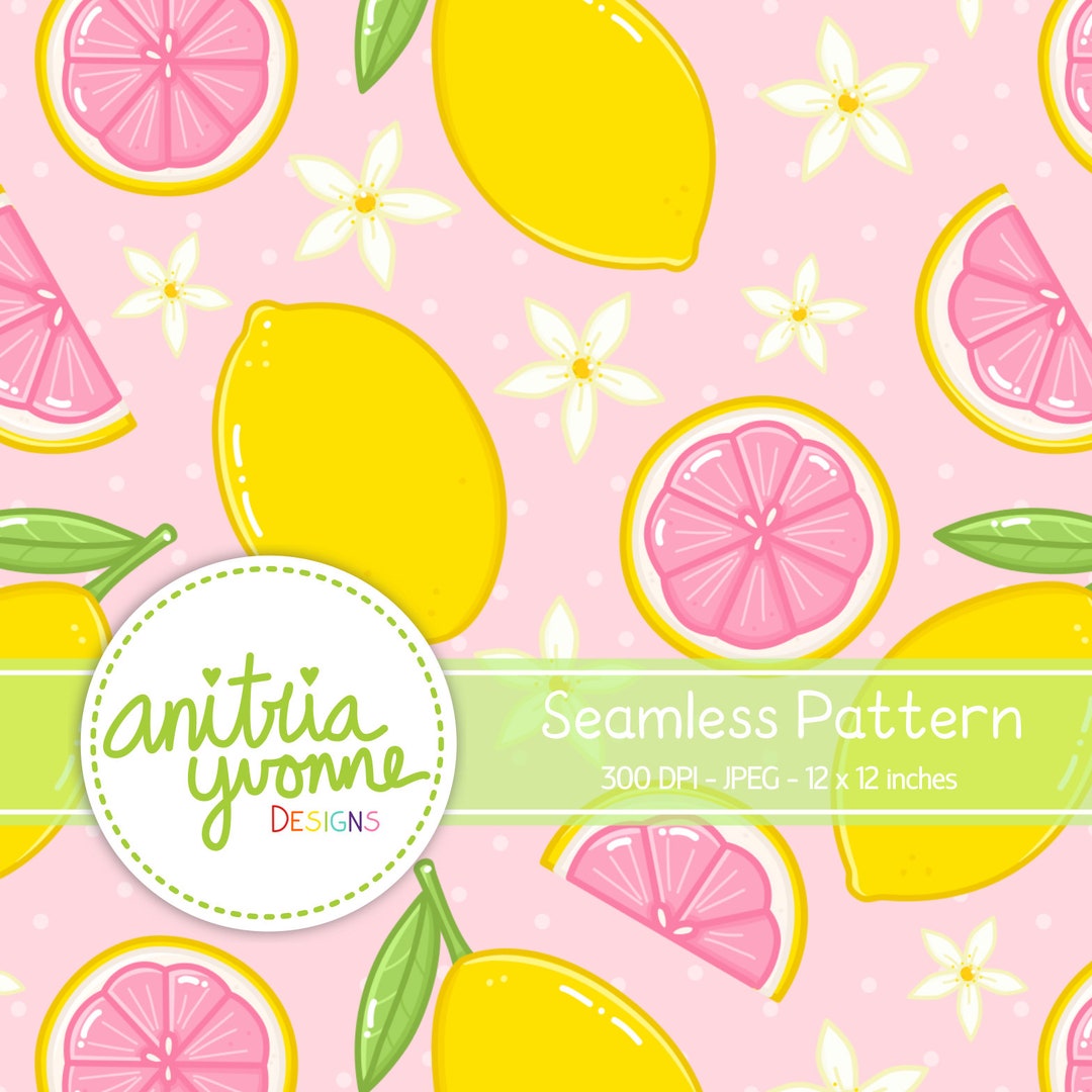 Pink Lemonade Seamless Pattern, Lemon Seamless Pattern, Lemon Repeat ...