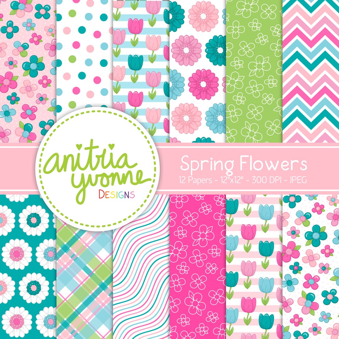 Flower Digital Paper, Floral Designs, Flower Design, Spring Flower ...
