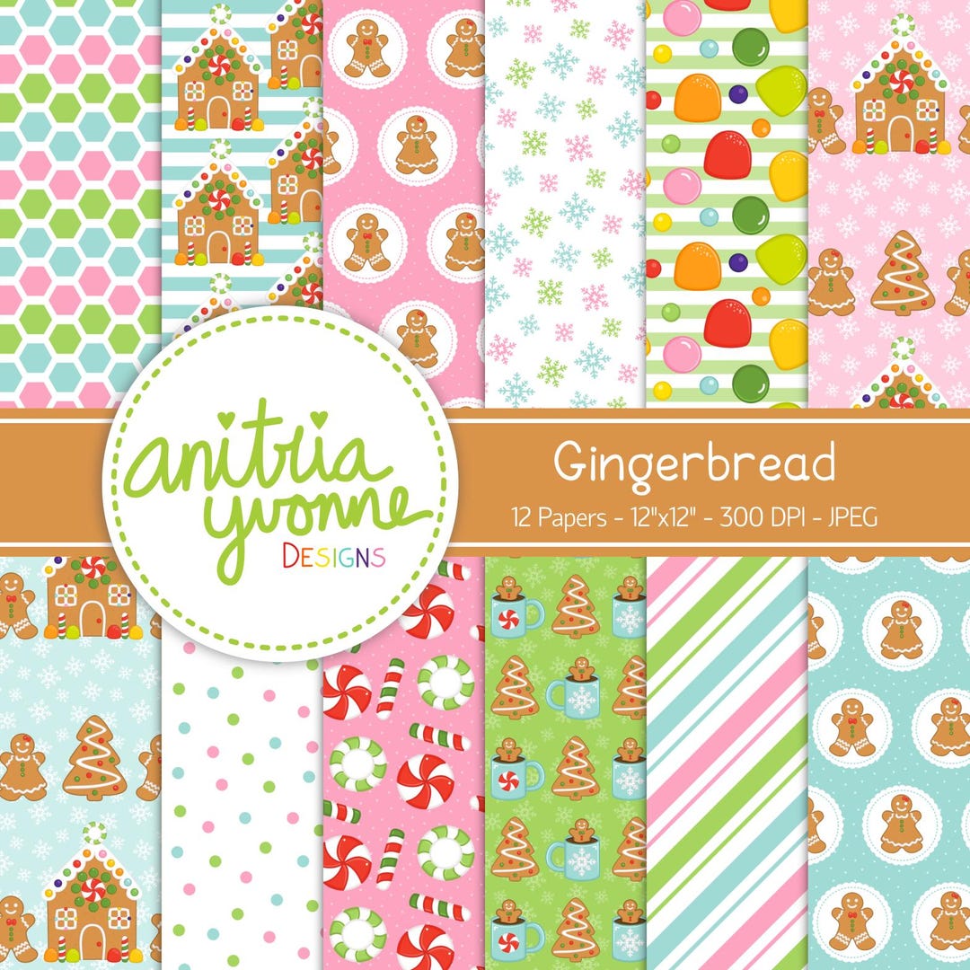 Gingerbread Digital Paper, Christmas Designs, Gingerbread Design ...
