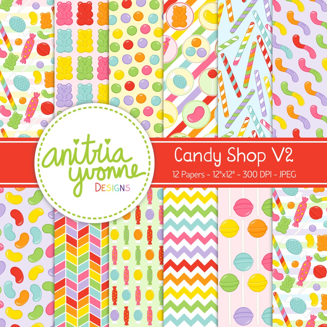 Candy Digital Paper, Candy Printables, Candy Design, Candy Pattern ...