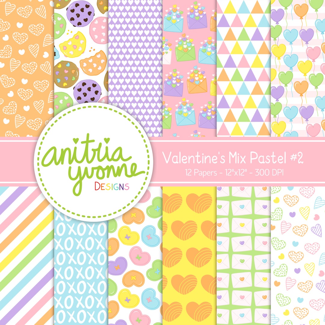 Valentine Digital Paper, Holiday Designs, Cupcake Design, Valentine ...