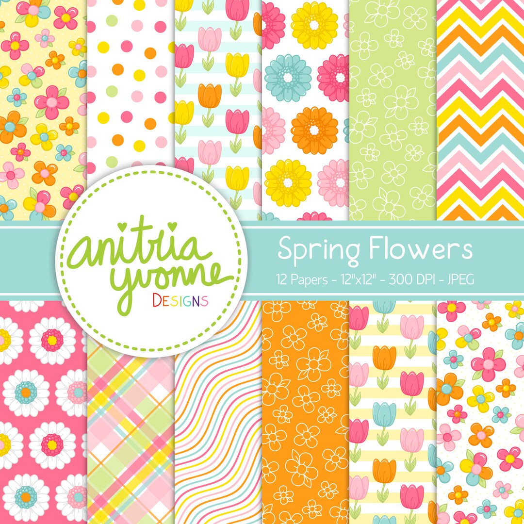 Flower Digital Paper, Floral Designs, Flower Design, Spring Flower ...