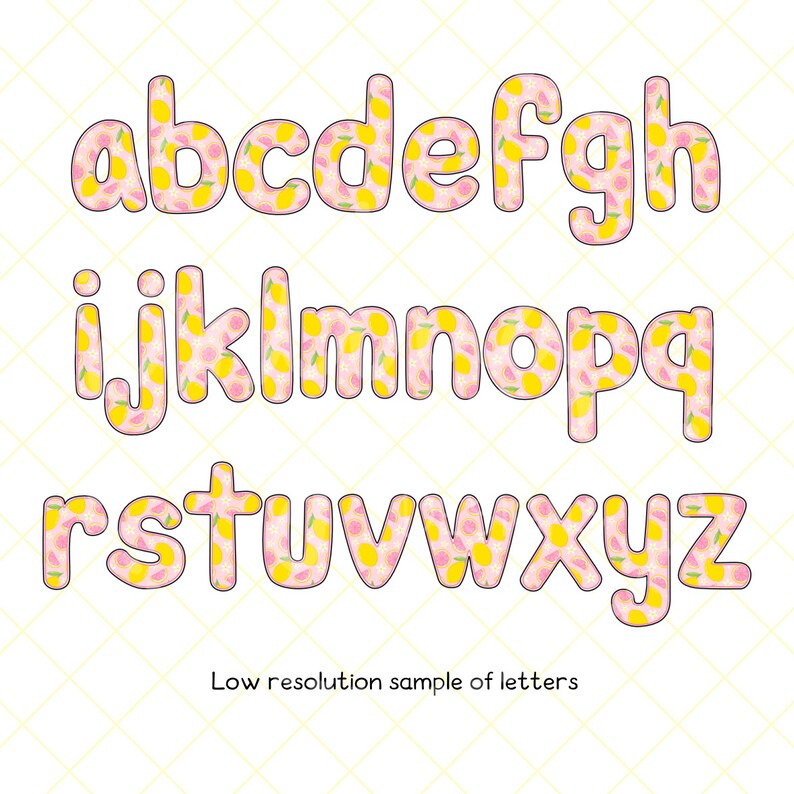 Pink Lemonade Alphabet, Lemon Sublimation Letters, Full Printable ...