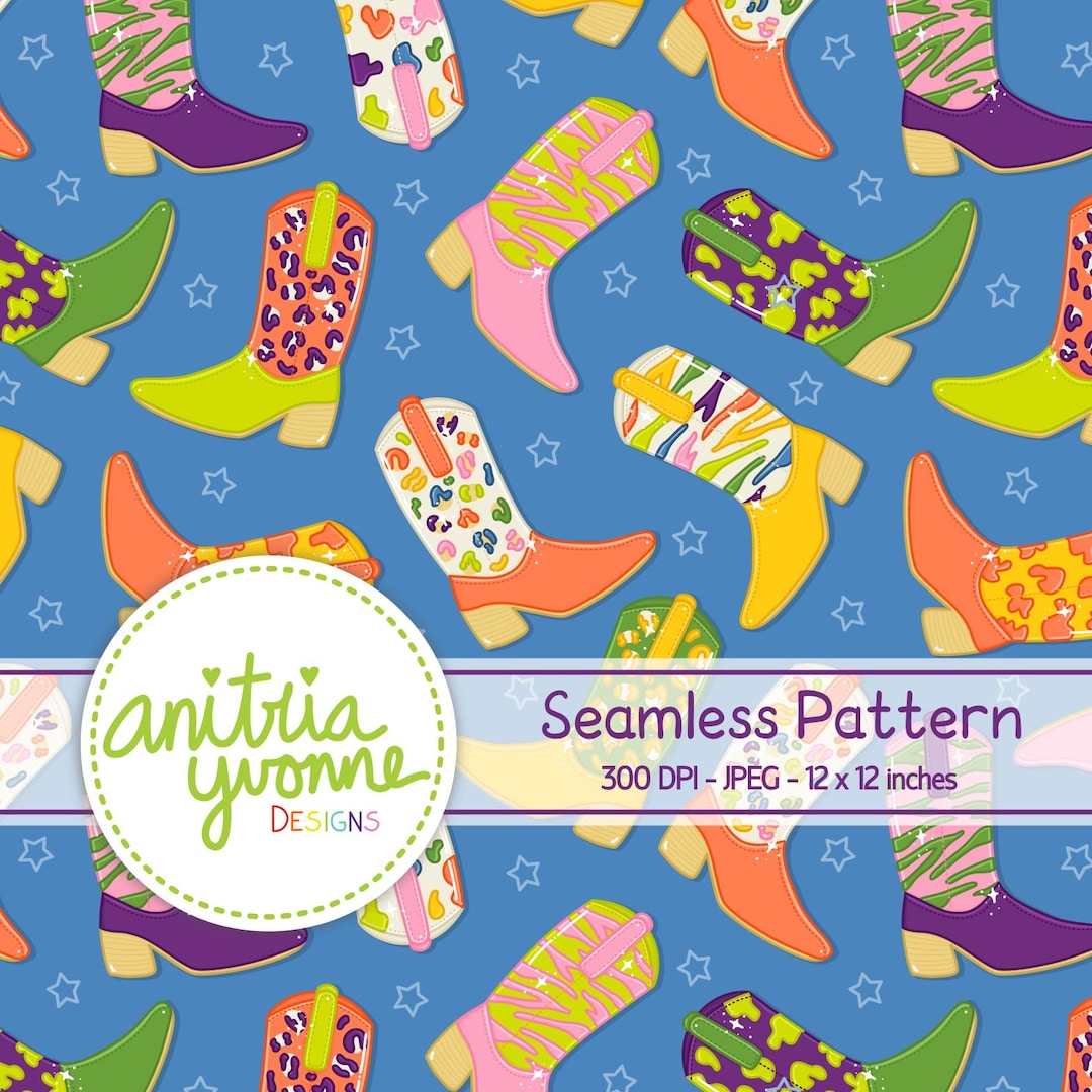 Cowboy Boots Seamless Pattern, Western Seamless Pattern, Boot Repeat ...
