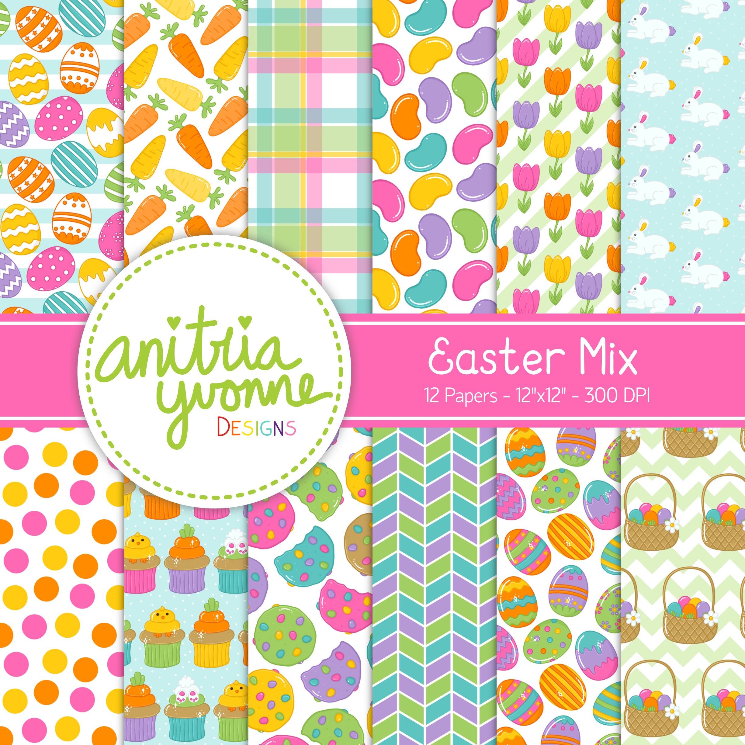 Easter Digital Paper, Easter Patterns, Holiday Backgrounds, Easter ...