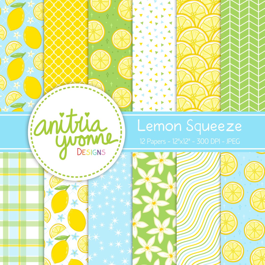 Lemon Digital Paper, Party Designs, Fruit Design, Citrus Fruit Design ...