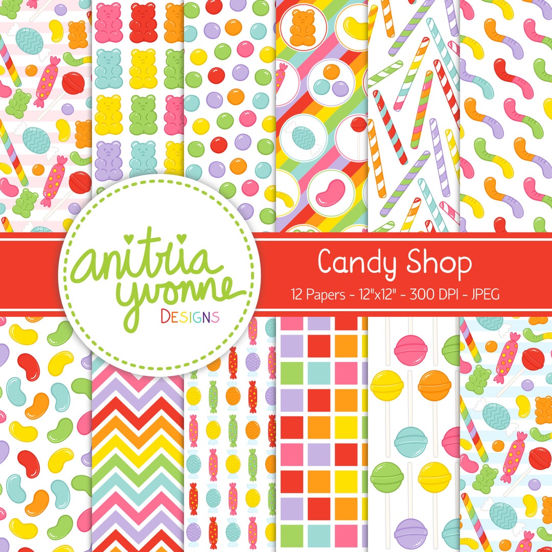 Candy Digital Paper, Candy Printables, Candy Design, Candy Pattern ...