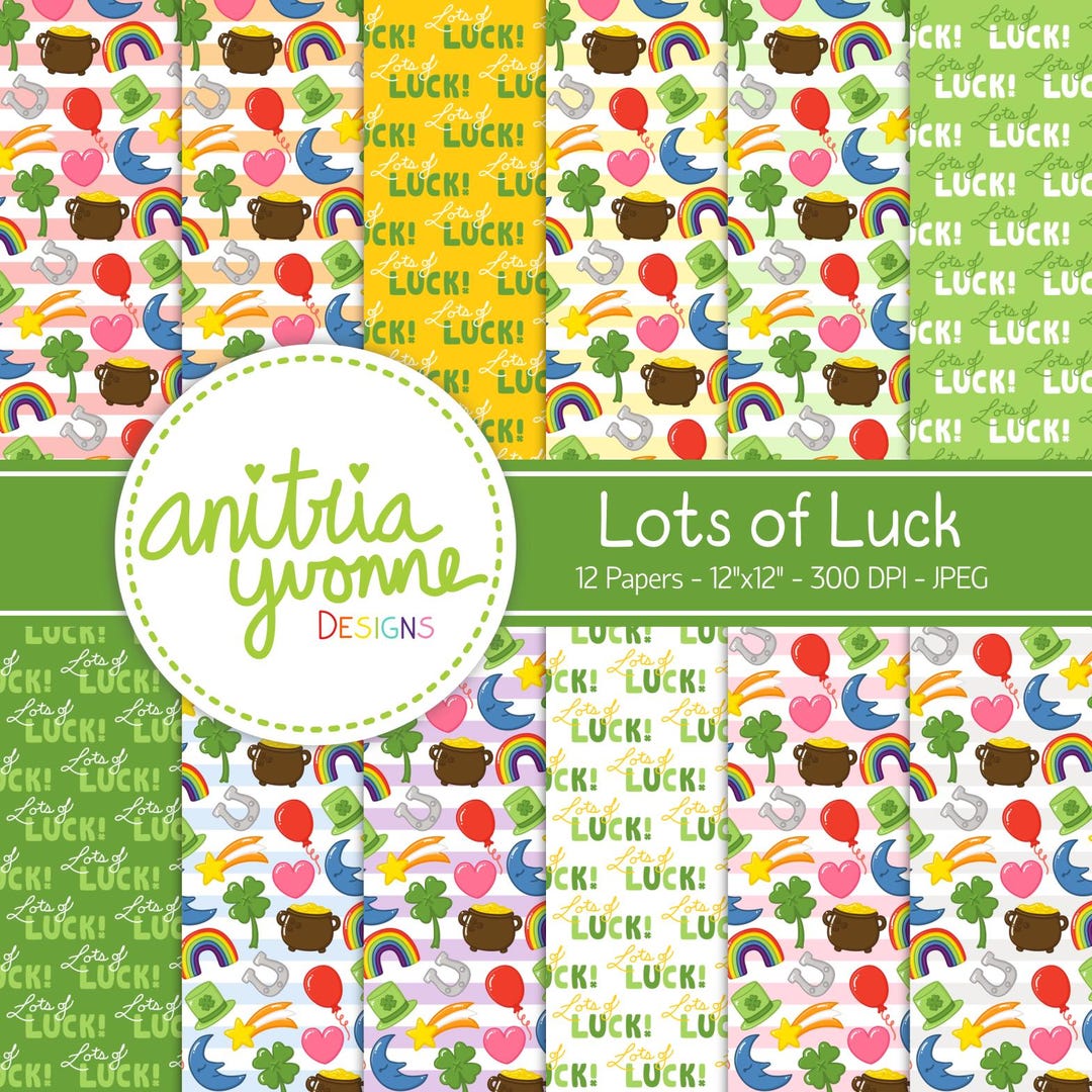 St. Patrick's Day Digital Paper, Good Luck Charms, Holiday Backgrounds ...