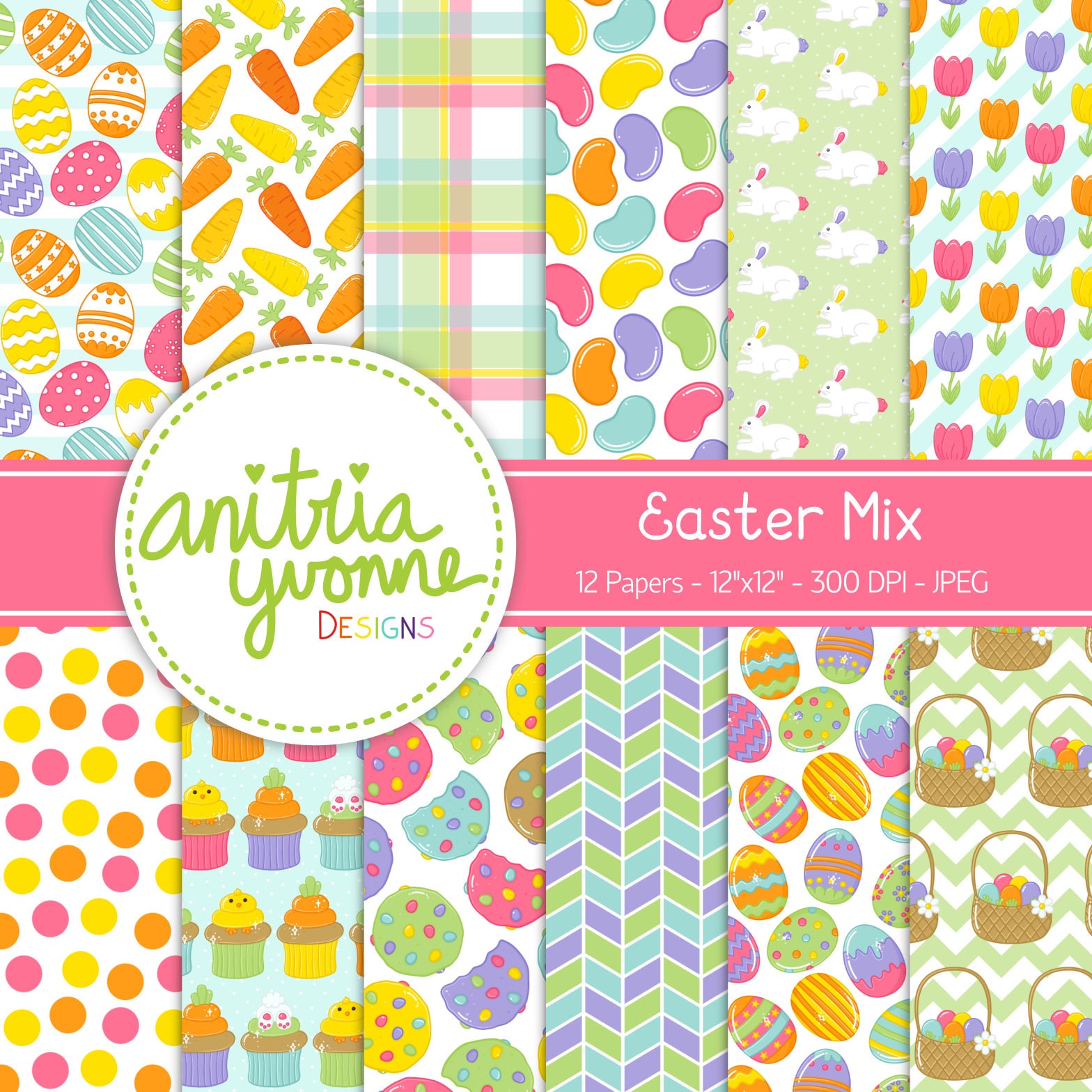 Easter Digital Paper, Easter Patterns, Holiday Backgrounds, Easter ...