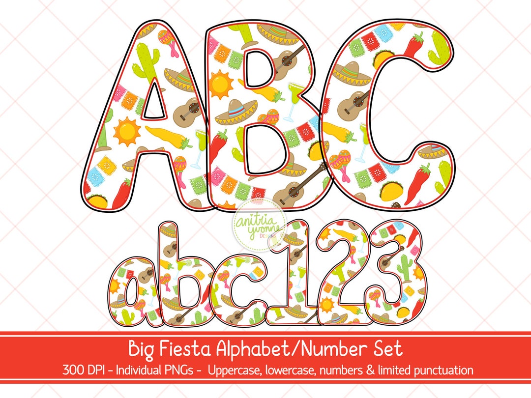 Fiesta Alphabet, Fiesta Sublimation Letters, Full Printable Alphabet ...