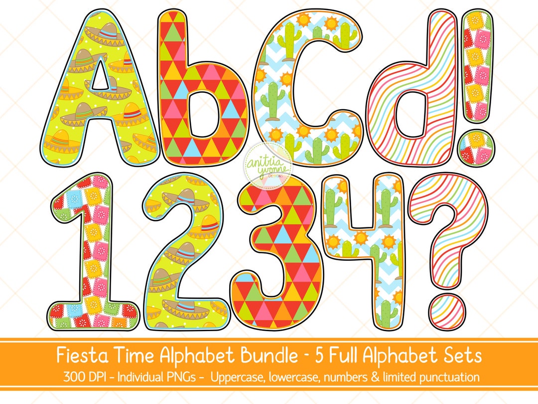 Fiesta Alphabet, Fiesta Sublimation Letters, Full Printable Alphabet ...