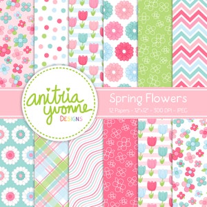 Flower Digital Paper, Floral Designs, Flower Design, Spring Flower ...