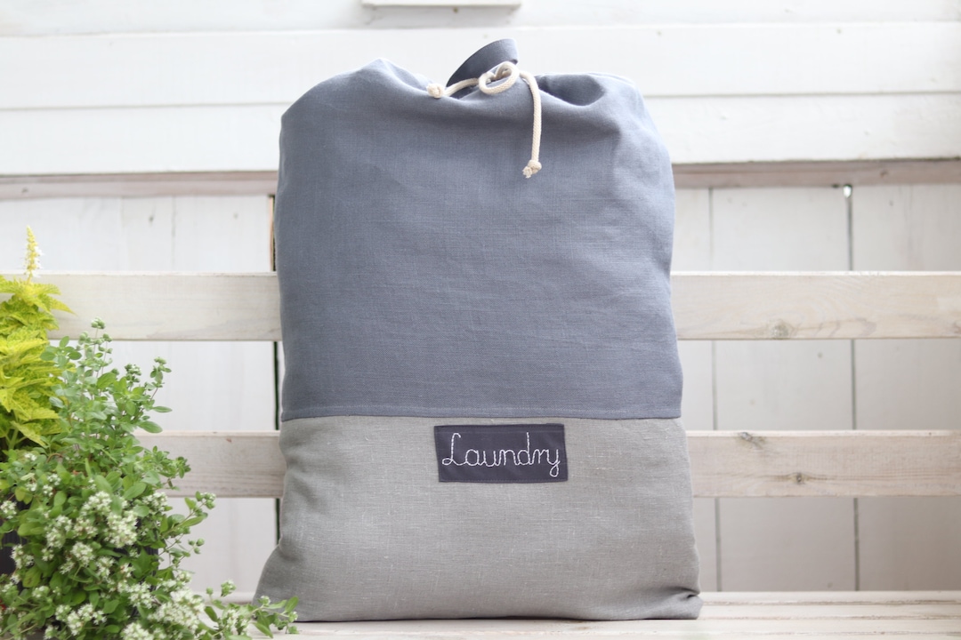 Gray Linen Lingerie Bag With Name Minimalistic Aesthetic - Etsy