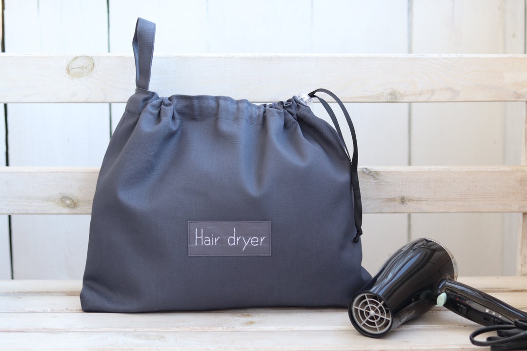 Personalized Hair Dryer Bag, Gray Hair Dryer Holder, Thick Cotton Hair ...