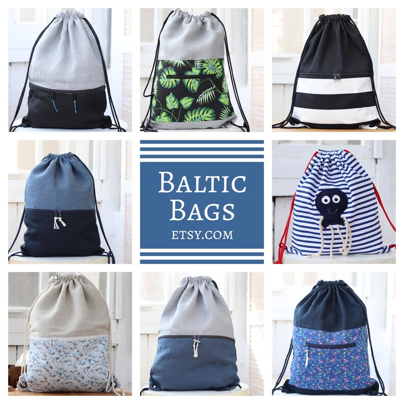 Linen Backpack With Zippered Pocket Gray Lightweight Travel - Etsy