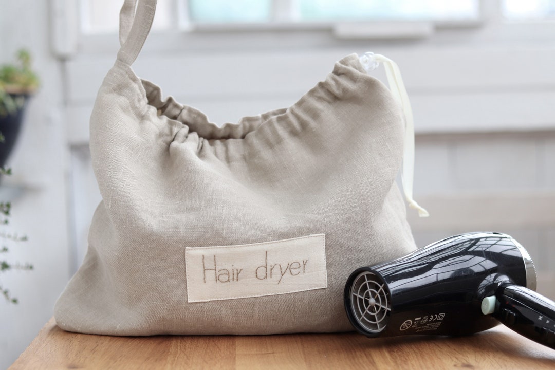 Hair Dryer Bag Beige Linen, Elegant Hair Dryer Holder, Guests Cabins ...