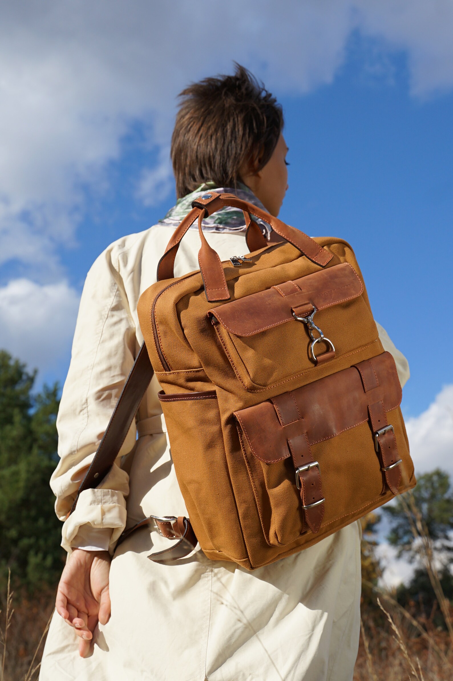 Modern Leather Backpack for Men and Women, Handmade Leather Backpack ...