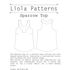 Sparrow Top PDF Sewing Pattern - Etsy