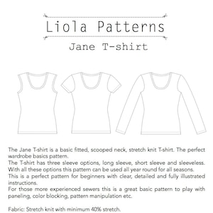 Jane T-shirt Pdf Sewing Pattern - Etsy