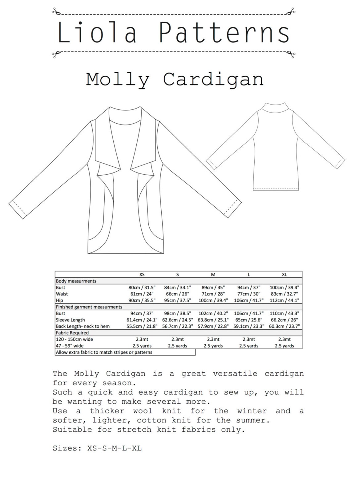 Molly Cardigan PDF Sewing Pattern - Etsy