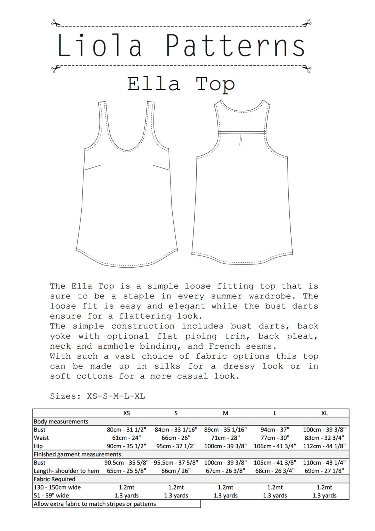 Ella Top PDF Sewing Pattern - Etsy
