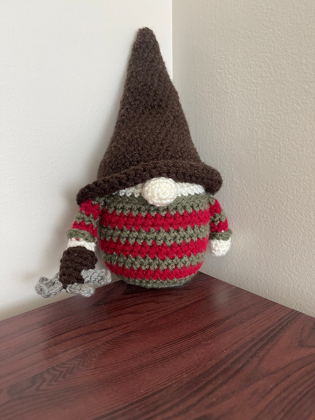 Freddy Krueger Inspired Gnome, New, Handmade to Order, About 11 Inches ...