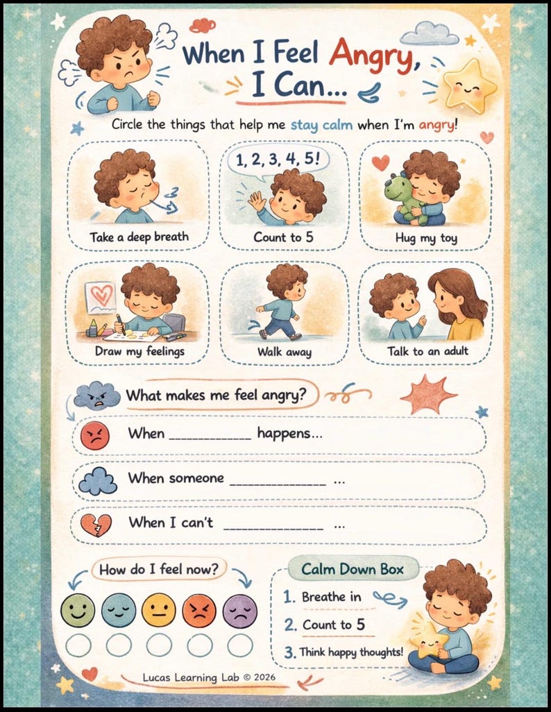 Self-control Activity Book for Kids | Emotional Regulation Worksheets ...