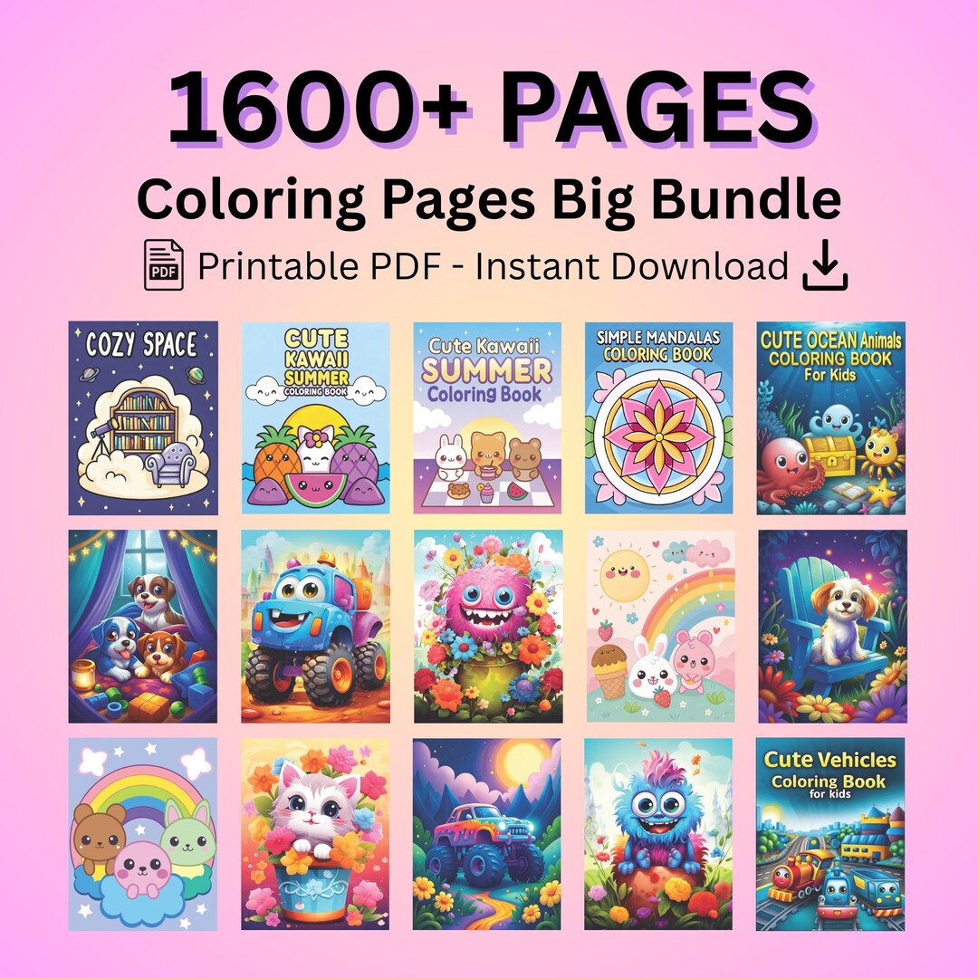 1600+ Kids Coloring Pages Mega Bundle | 15 PDF Books (monsters ...