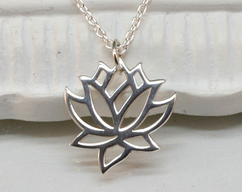 Silver Lotus Necklace Sterling Silver Blooming Flower Yoga - Etsy