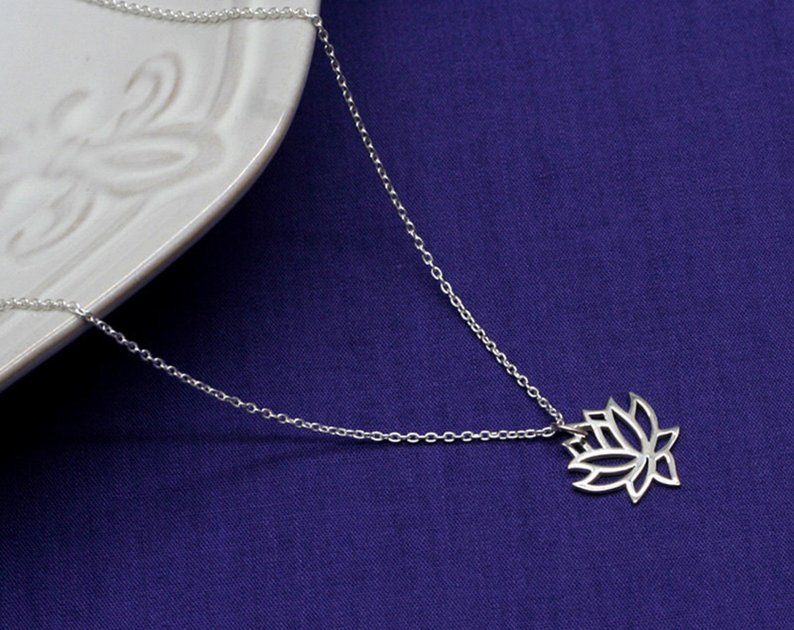 Silver Lotus Necklace Sterling Silver Blooming Flower Yoga - Etsy