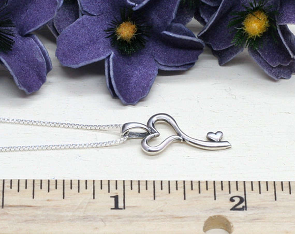 Silver Heart Key Necklaceheart Charm Necklacevalentine's - Etsy