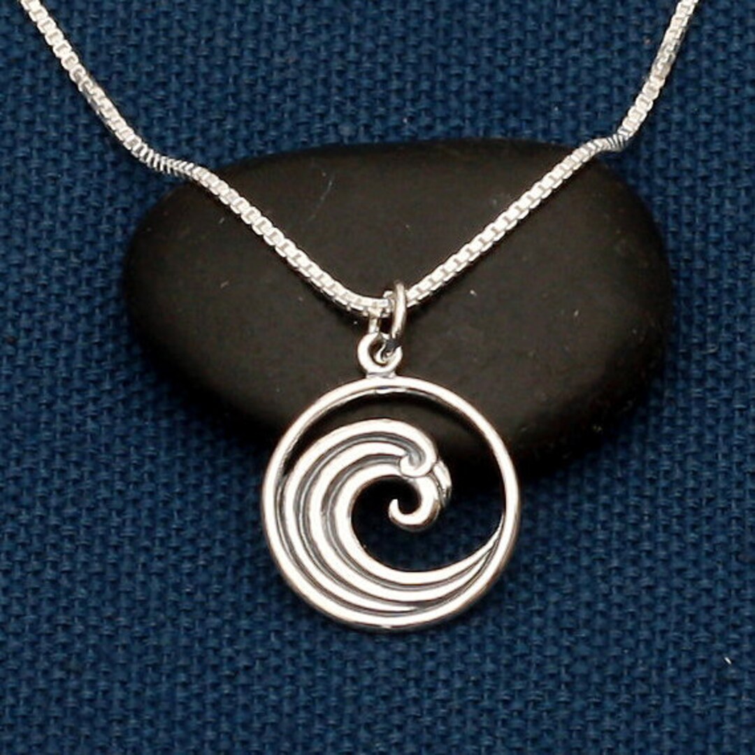 Wave Charm Necklace Silver,sterling Silver,ocean,wave,beach Jewelry ...