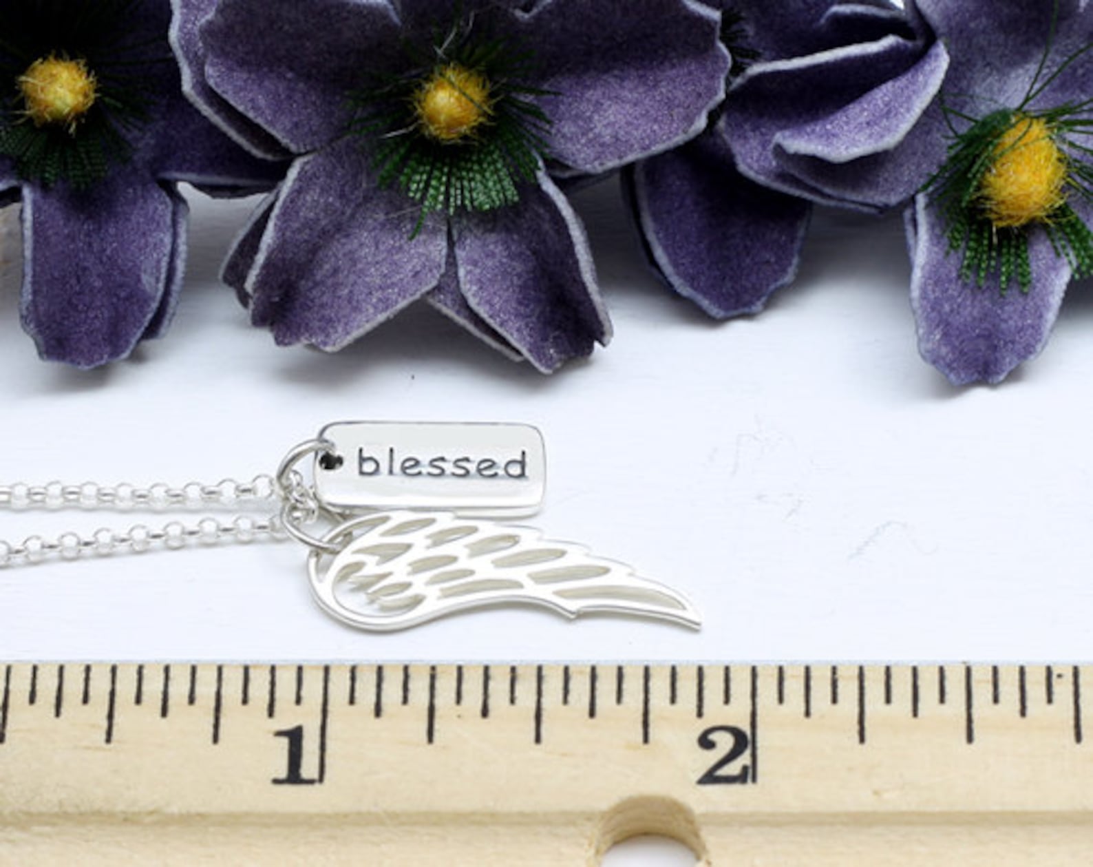 Blessed Necklace Angel Wing Angel Wing With Blessed Pendant - Etsy