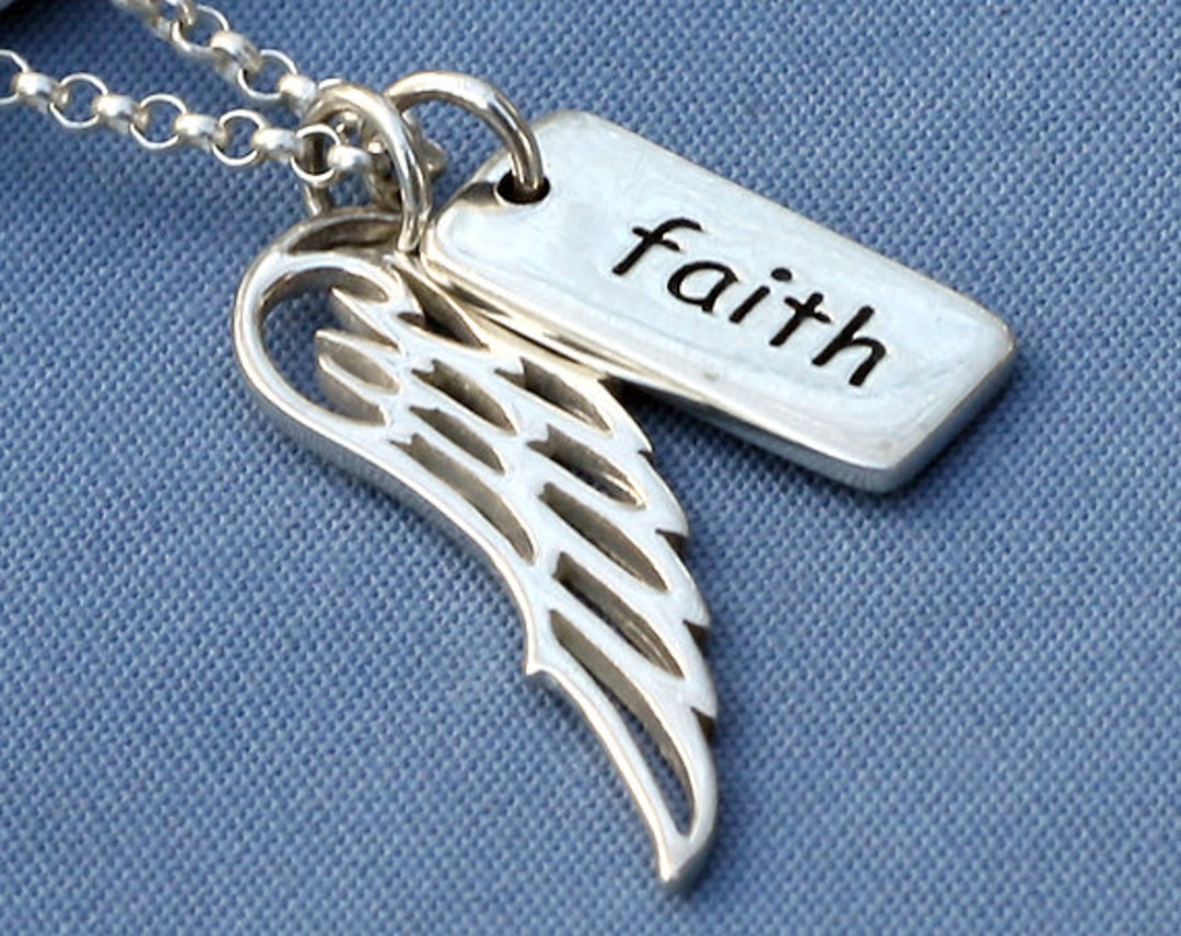 Faith Angel Wing Necklace,faith Necklace,faith Jewelry,faith Tag ...