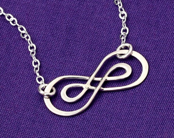 INFINITY Necklace in Sterling Silver Love Eternity Simple | Etsy