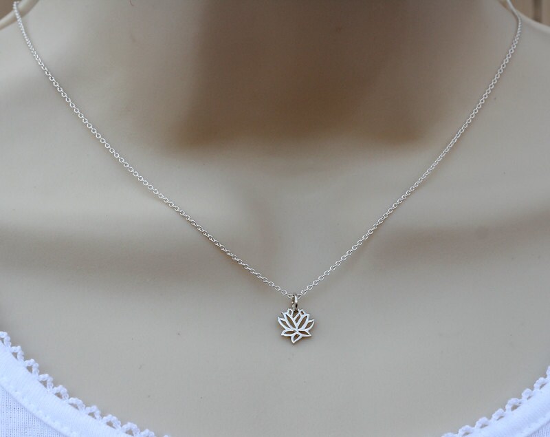 Tiny Silver Lotus Necklace Sterling Silver Blooming | Etsy