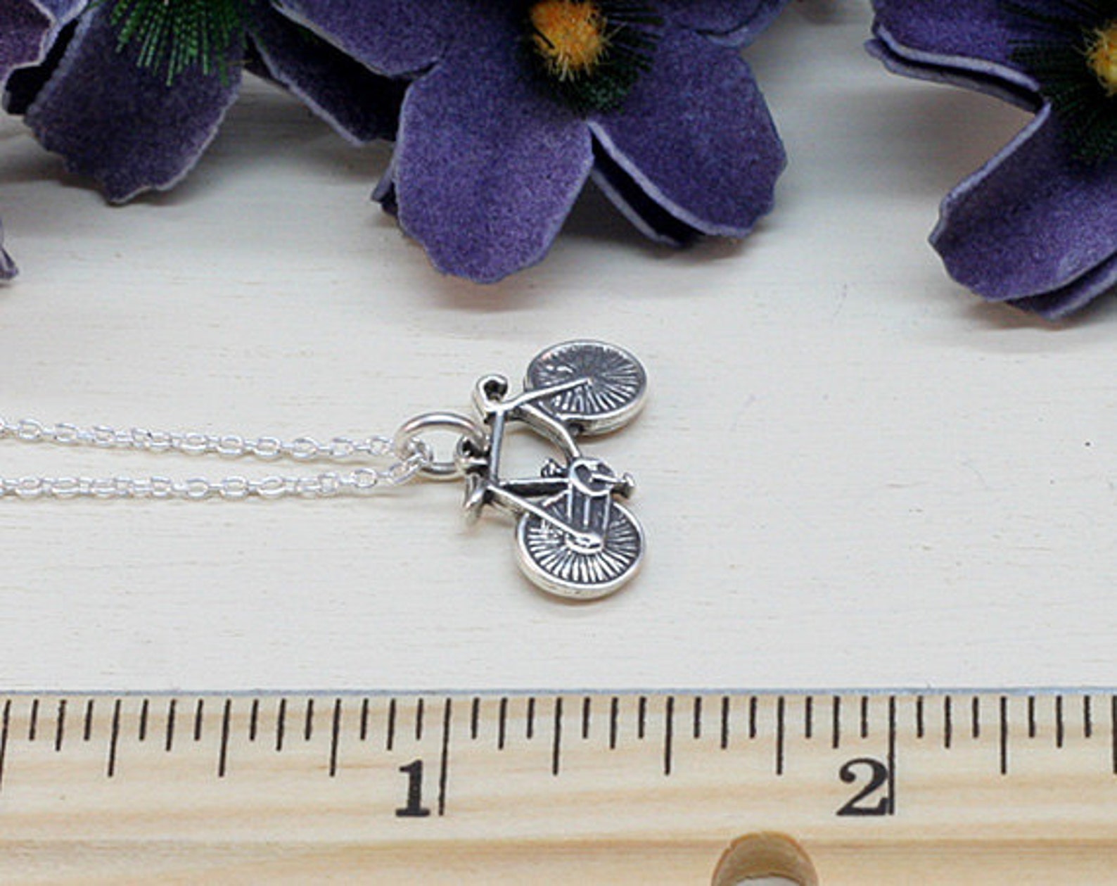Silver Bike Necklace Sterling Silver Bicycle - Etsy