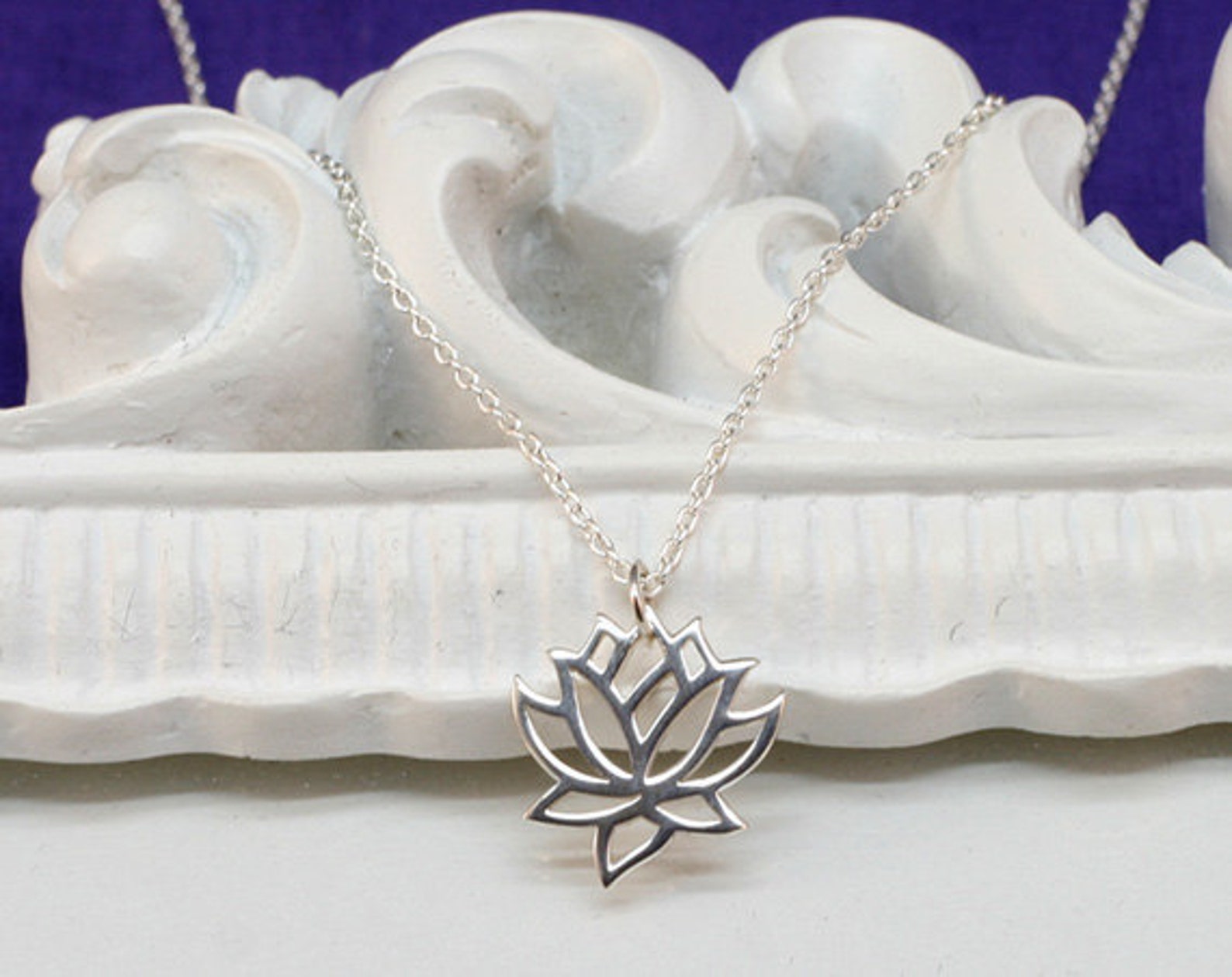 Lotus Necklace Sterling Silver Blooming Flower Zen Open - Etsy