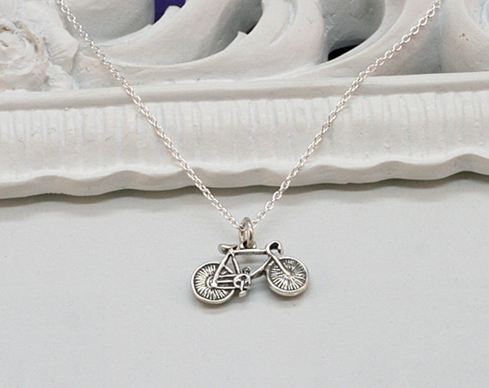 Silver Bike Necklace Sterling Silver Bicycle - Etsy