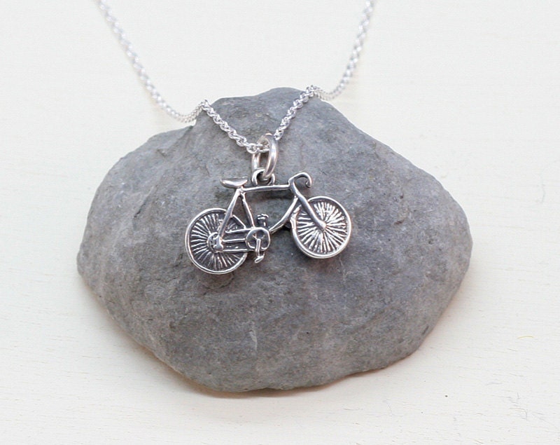 Bike Necklace Sterling Silver Bicycle Mountain Bikeantique - Etsy