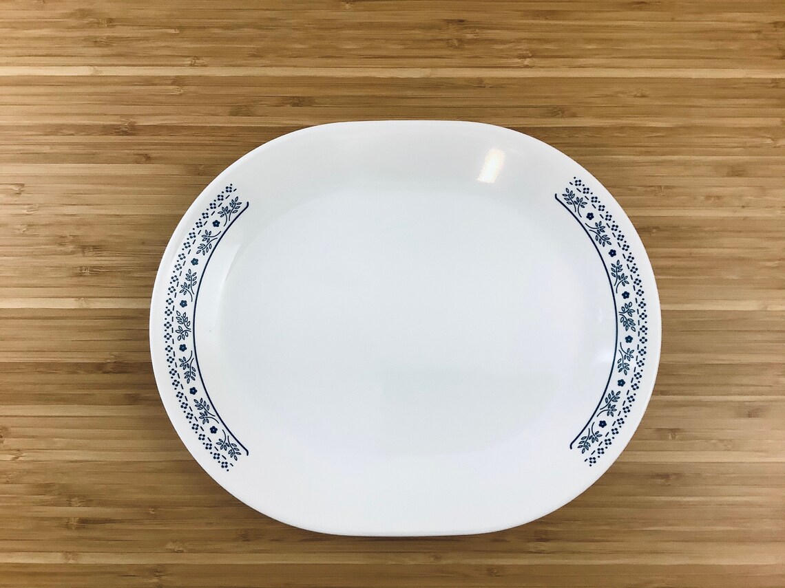 Vintage Corelle Serving Tray Blue Flower Design Pattern Retro - Etsy