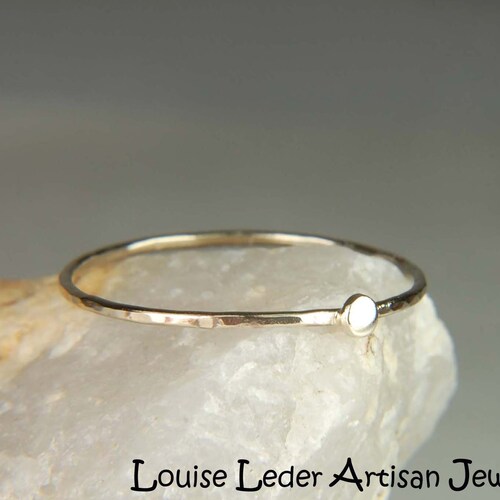 Dainty White Gold Ring 14K Solid Gold Ring Hammered Gold - Etsy