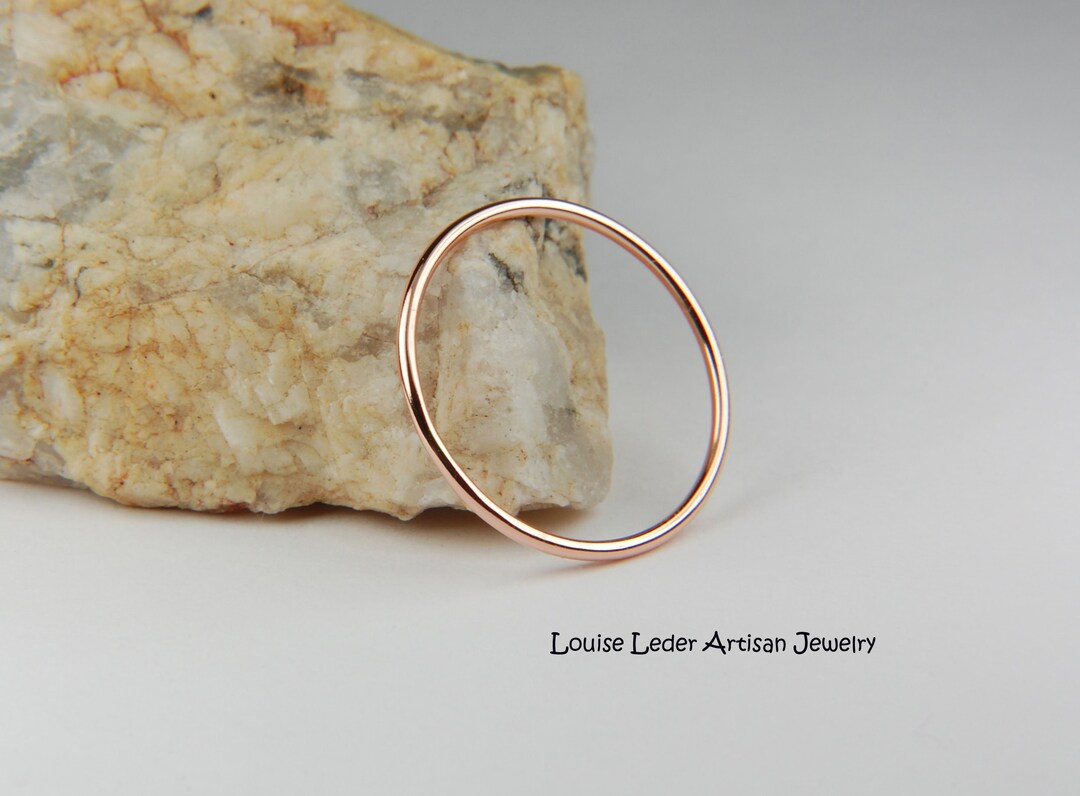 Dainty Rose Gold Ring 14K Stacking Ring for Women 14K Solid Rose Gold ...