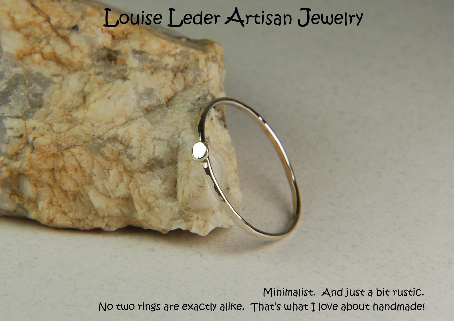 Dainty White Gold Ring 14K Solid Gold Ring Hammered Gold - Etsy