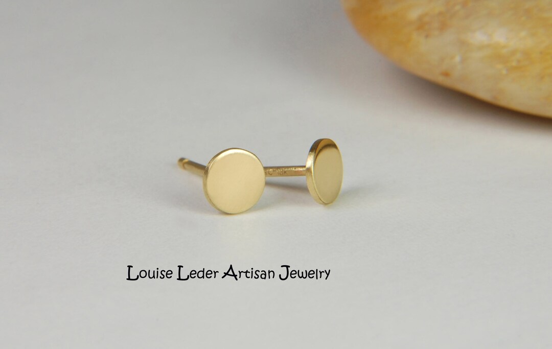 18K Gold Stud Earrings, Simple Earrings Gold Minimalist Earrings for ...