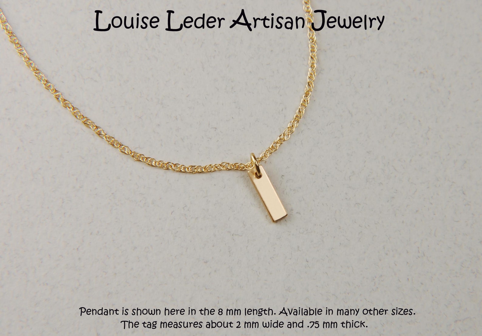 Dainty 18K Solid Gold Tag Necklace - Handmade Minimalist Pendant - Etsy