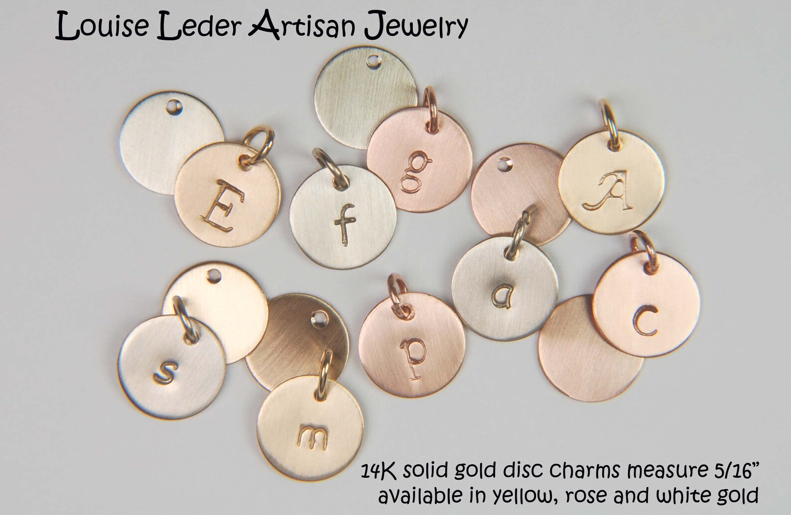 14K Gold Initial Charm Personalized Gold Charm 14K Solid Gold | Etsy