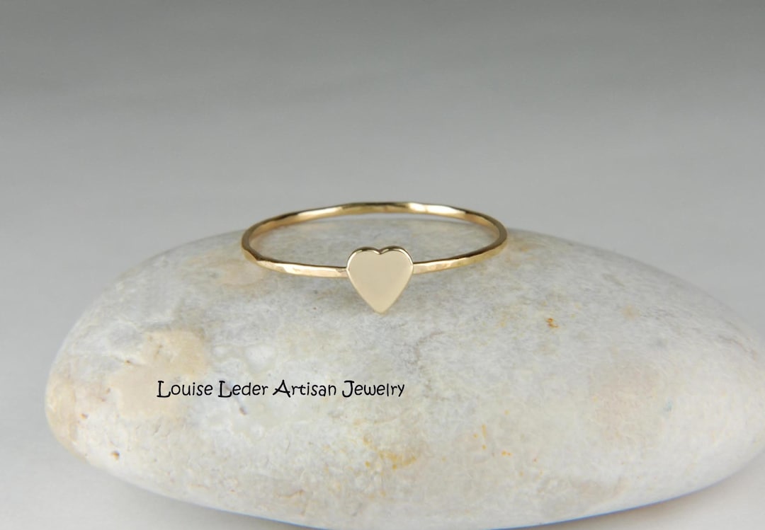 14K Gold Heart Ring Dainty Ring for Women 14K Solid Gold Ring Dainty ...